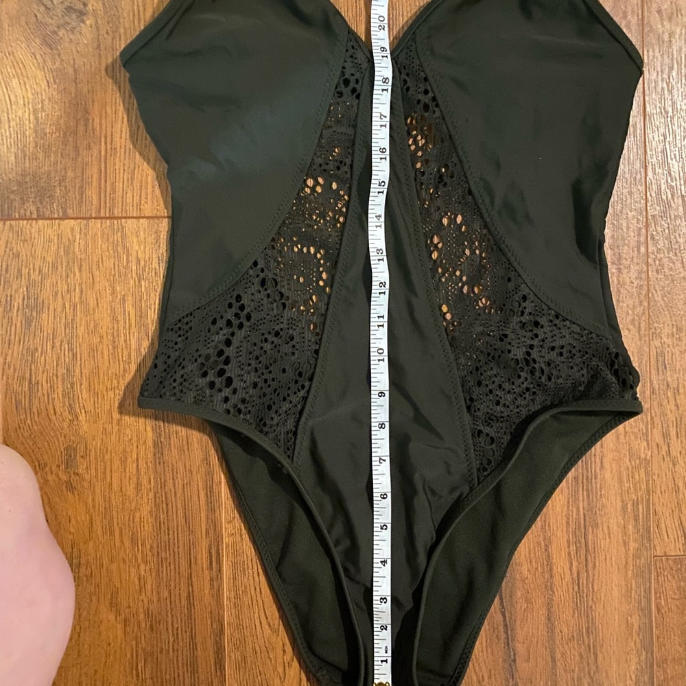 Olive Green One-Piece Cut Out Swim Suit - Gem